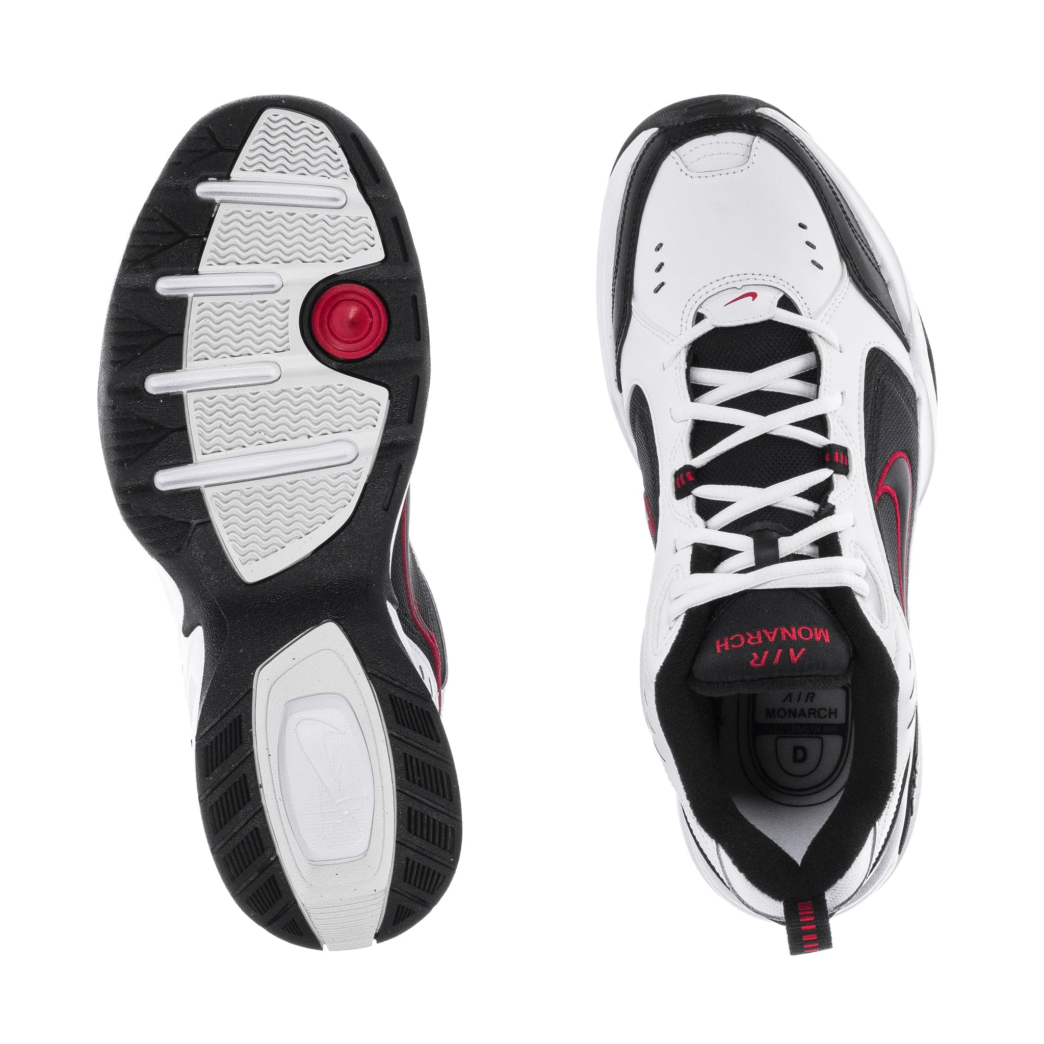 Nike Air Monarch IV Men's Walking Shoes, White/Black/Red, Size 11