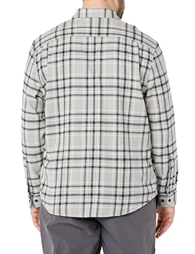 Amazon Essentials Men's Long-Sleeve Flannel Shirt (Available in Big & Tall), Black Light Grey Plaid, Large