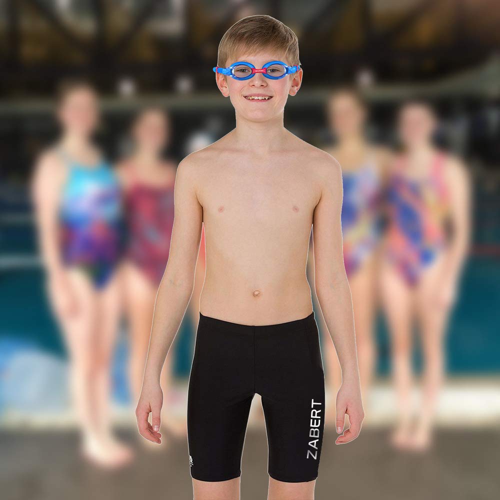 ZABERT 2 Pack Kids Swim Goggles, Blue Yellow & Blue Red, UV Protection, Adjustable, Shatterproof