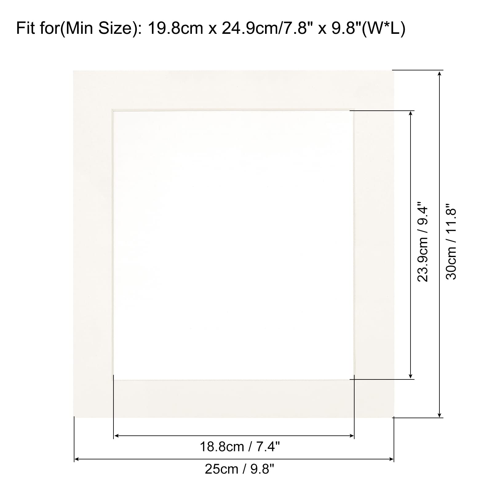 uxcell 9.8" x 11.8" Picture Mat, Core Bevel Cut Frame Mattes Photo Backing Board for 7.8" x 9.8" Photos Pictures Artwork Painting, White 8Pcs