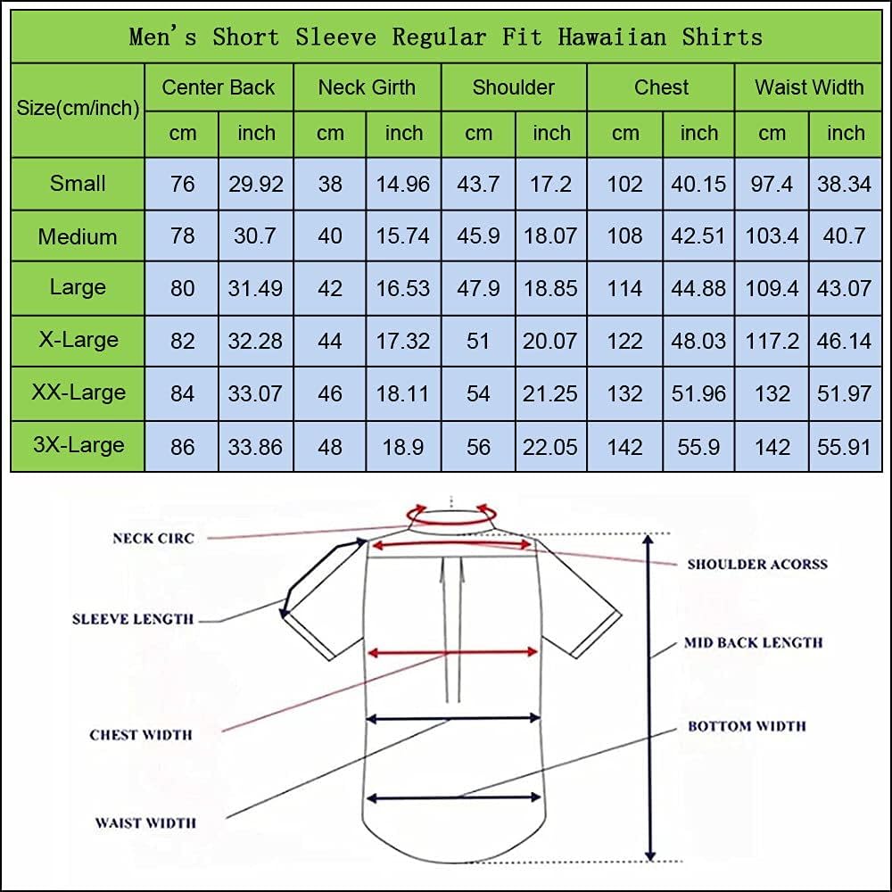 EUOW Men's Hawaiian Shirt Short Sleeves Printed Button Down Summer Beach Dress Shirts(Multicolored BL3,XL)