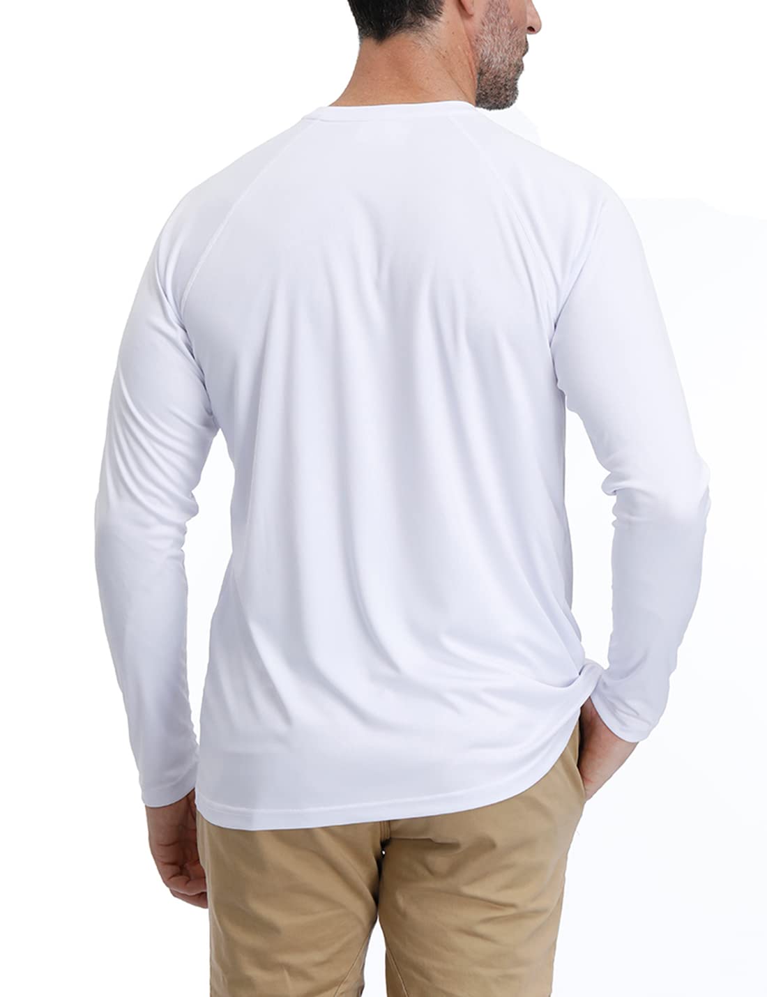 Men's Crewneck Training Workout T-Shirt Long Sleeve Activewear Top (White,XXL)