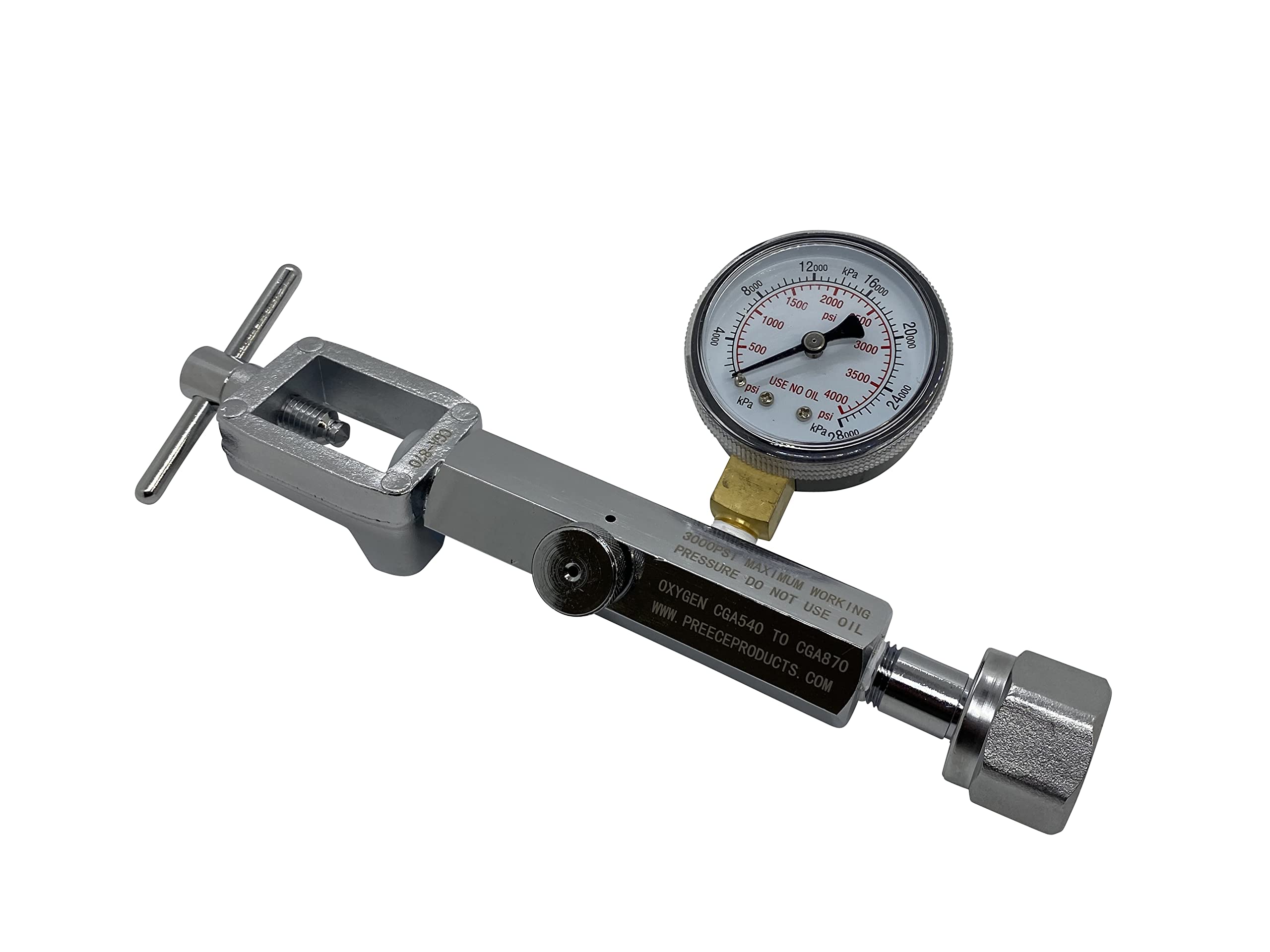 Oxygen Transfill Adaptor CGA540 to CGA870 with Bleed Valve Medical Dental Aviation