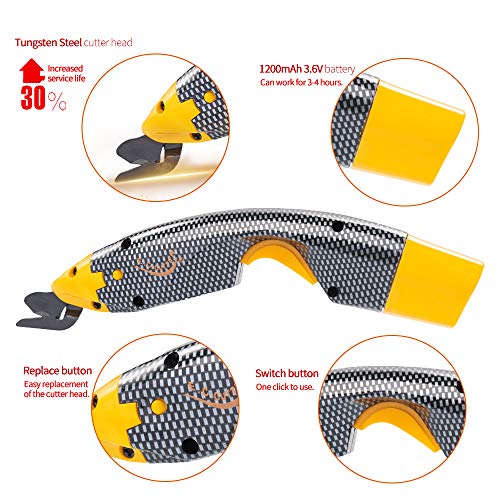 Loboo Idea Electric Scissors For Cutting Fabric, Easy Cutter Electric Scissors with 2 Blades for Crafts Sewing Cardboard Scrap-booking Leather, Zip Snip Cordless Electric Scissors Cutting Tool