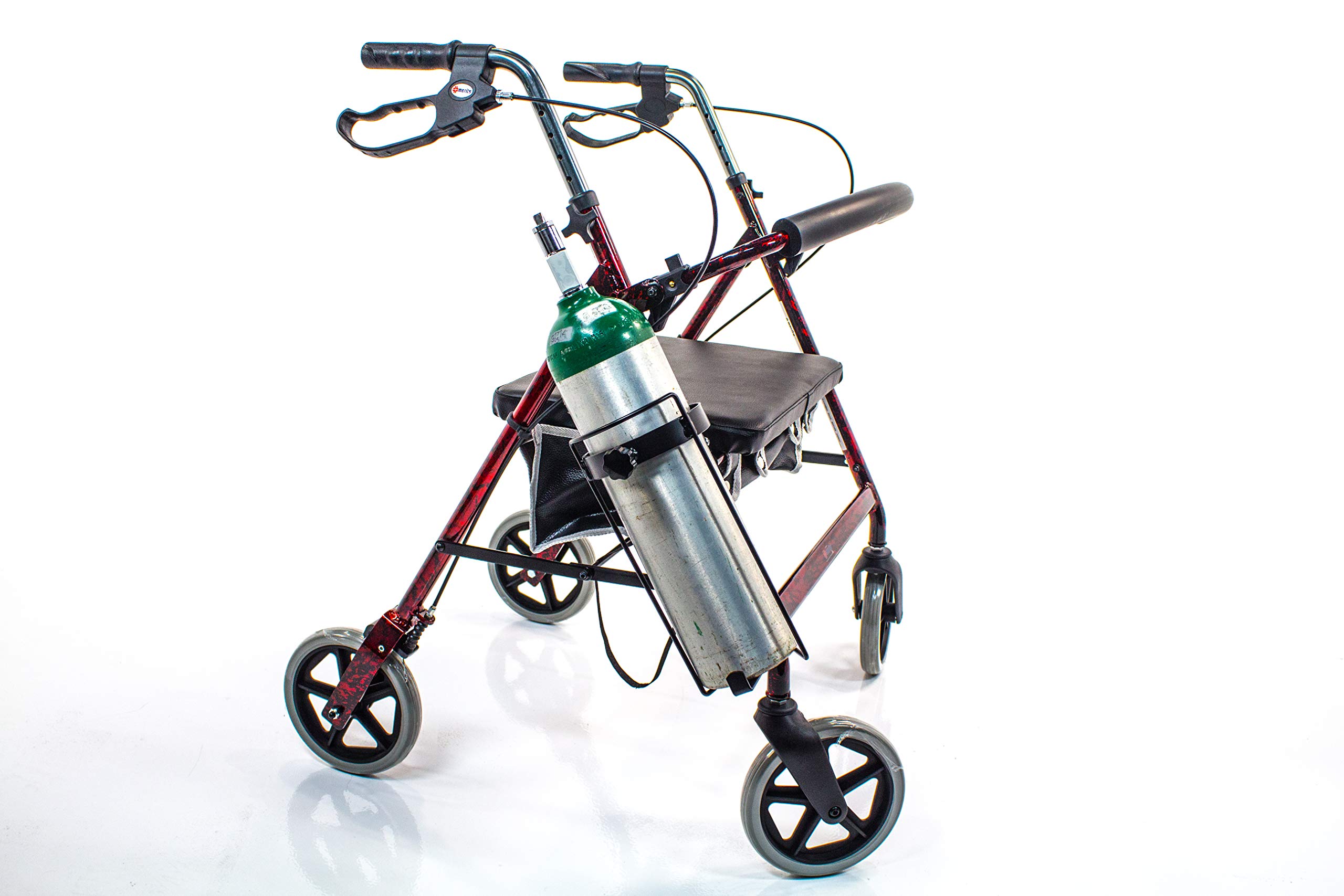 Walker Oxygen Tank Holder for Rollators & Walking Aids JO2W, Holds Single D or E Oxygen Cylinder Tanks