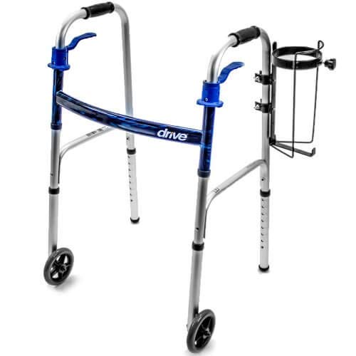 Walker Oxygen Tank Holder for Rollators & Walking Aids JO2W, Holds Single D or E Oxygen Cylinder Tanks