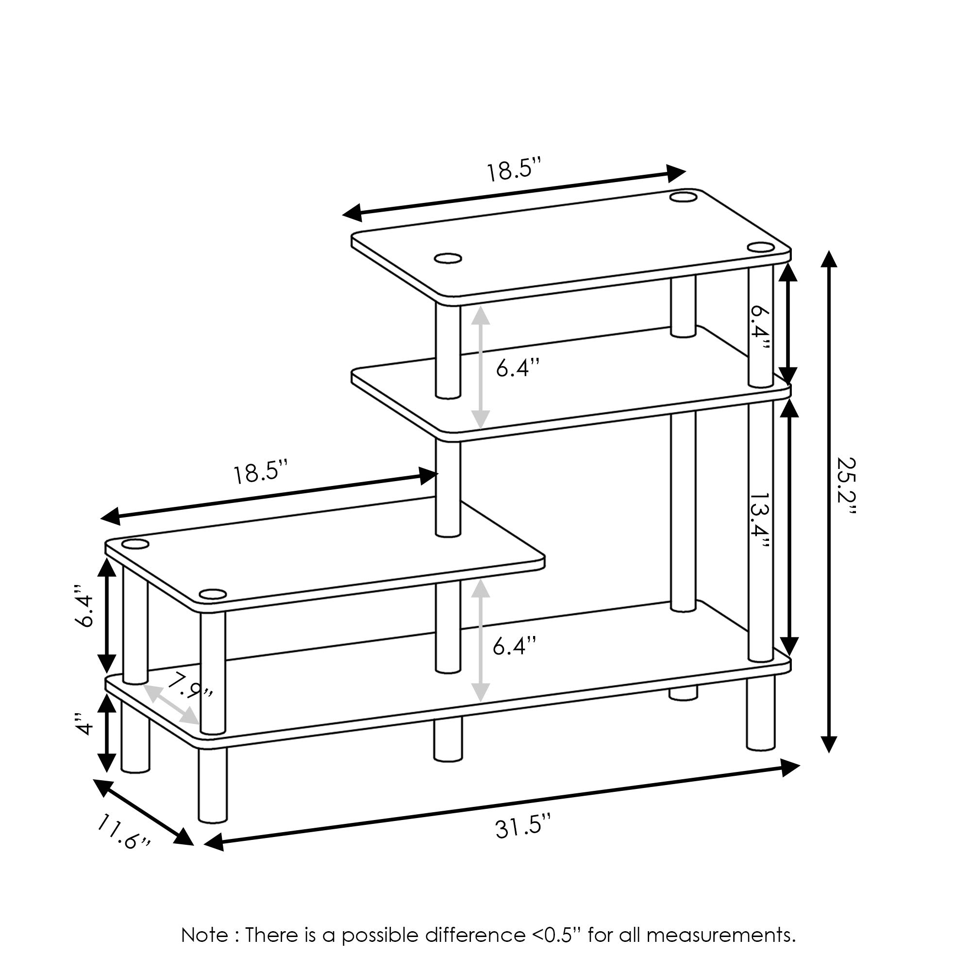 Furinno Turn-N-Tube 6-Tier and 3-Tier Accent Display Racks Bundle | French Oak Grey/Black