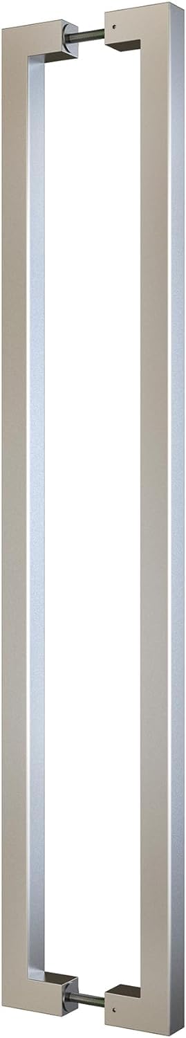 BARNSMITH 24 Inches Barn Door Push Pull Hande,Square Commercial Door Handle Pull Set, Grade-304 Stainless Steel Square Rectangular Shape Entrance Entry Front Handle for Office Store Garage