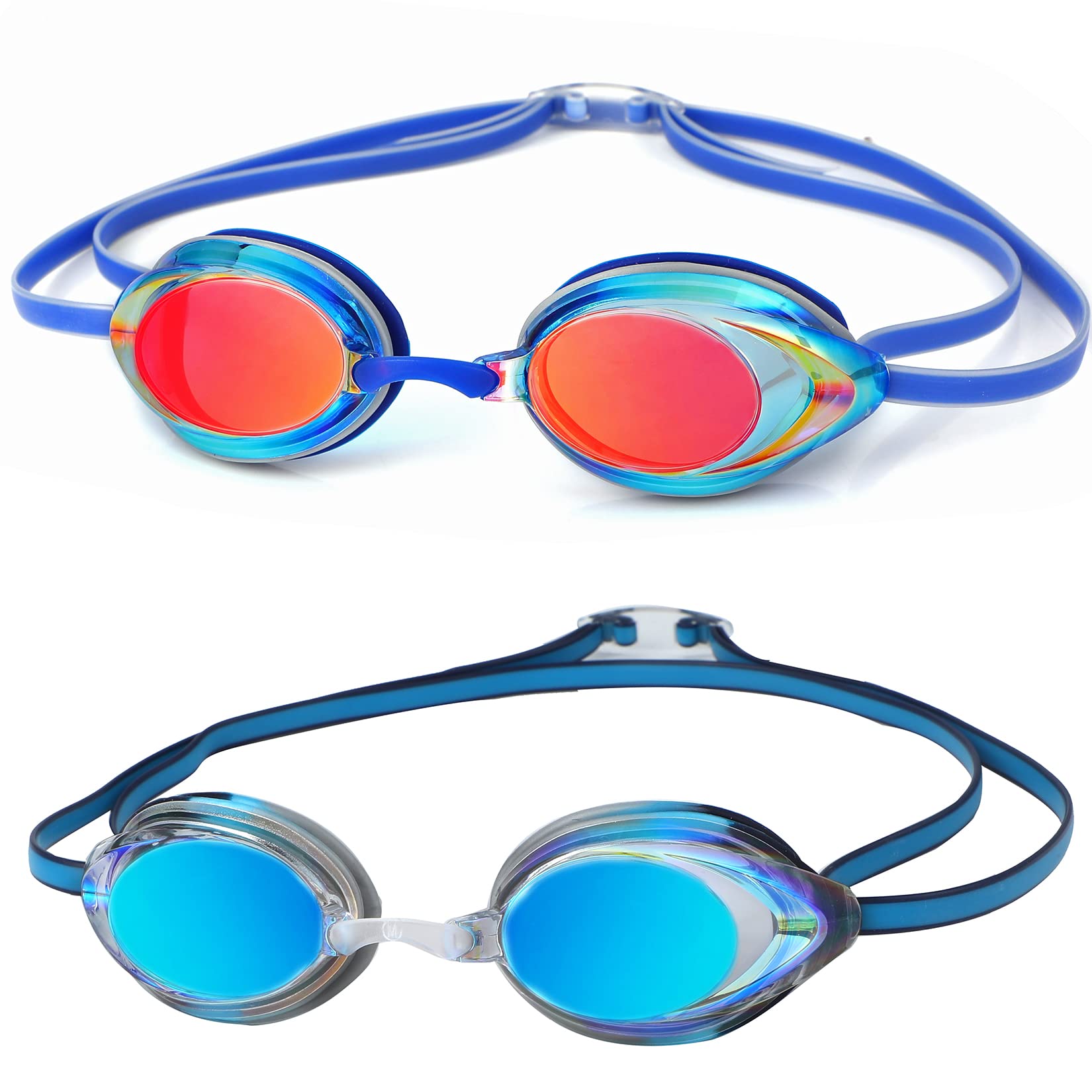 DARIDO Swim Goggles, Pro Swimming Goggles 2 Pack UV Protection Anti Fog No Leaking Lightweight Competition Swim Goggles for Adult, Women, Men, Youth
