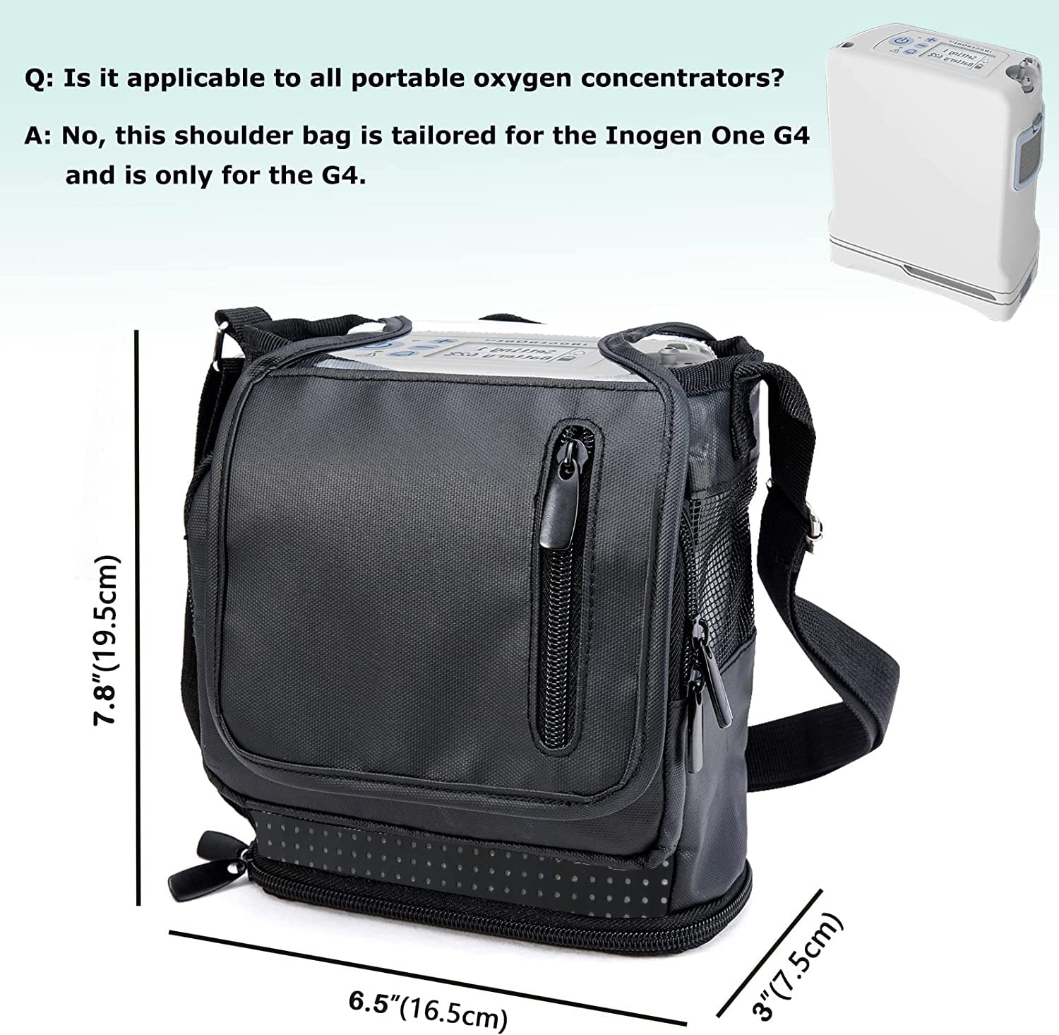 Carry Bag for Inogen One G4, Portable Oxygen Concentrator Shoulder Bag Compatible with Inogen One G4 & Accessories (Black)