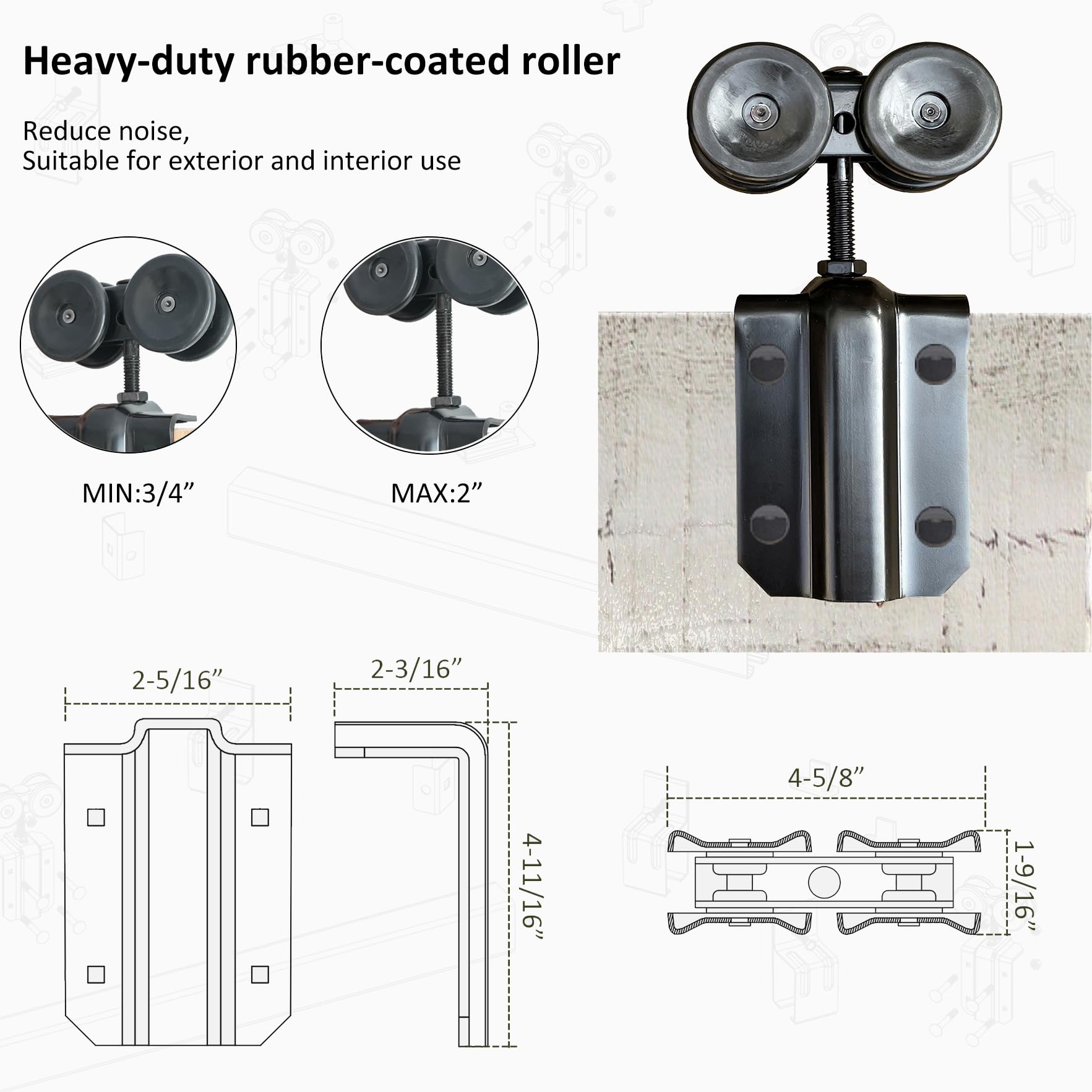 DIYHD 6FT Black Box Rail Sliding Barn Door Hardware Heavy Duty Outdoor Sliding Track Kit, 6FT Track kit, Wall Mount Kit