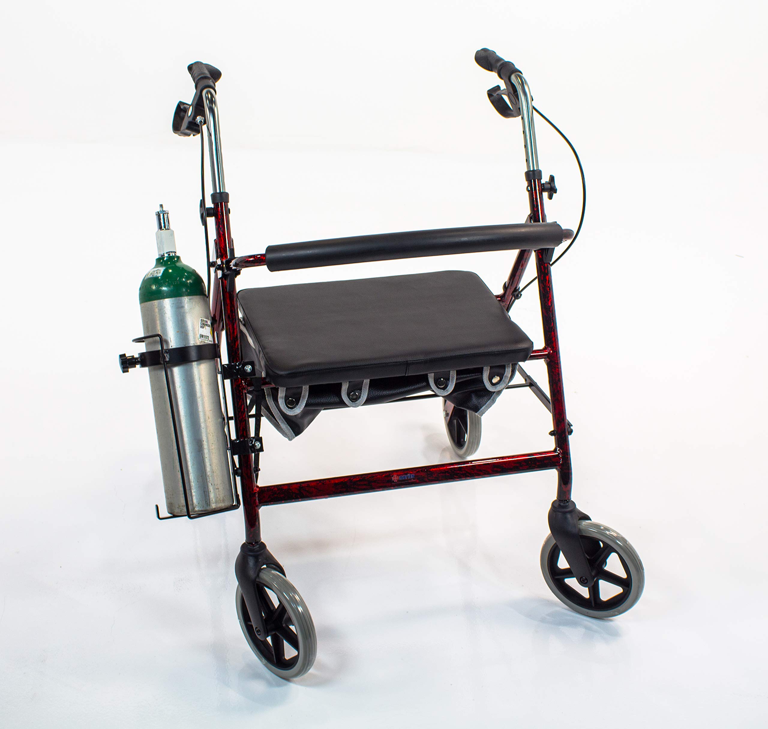 Walker Oxygen Tank Holder for Rollators & Walking Aids JO2W, Holds Single D or E Oxygen Cylinder Tanks