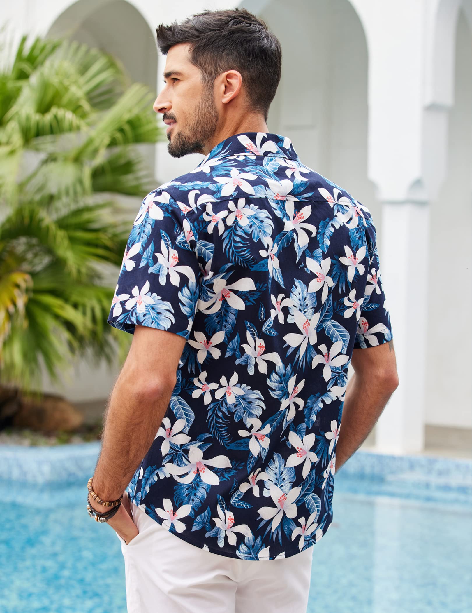 COOFANDY Mens Tropical Shirts Short Sleeve Hawaiian Print Shirts Vacation Beachwear