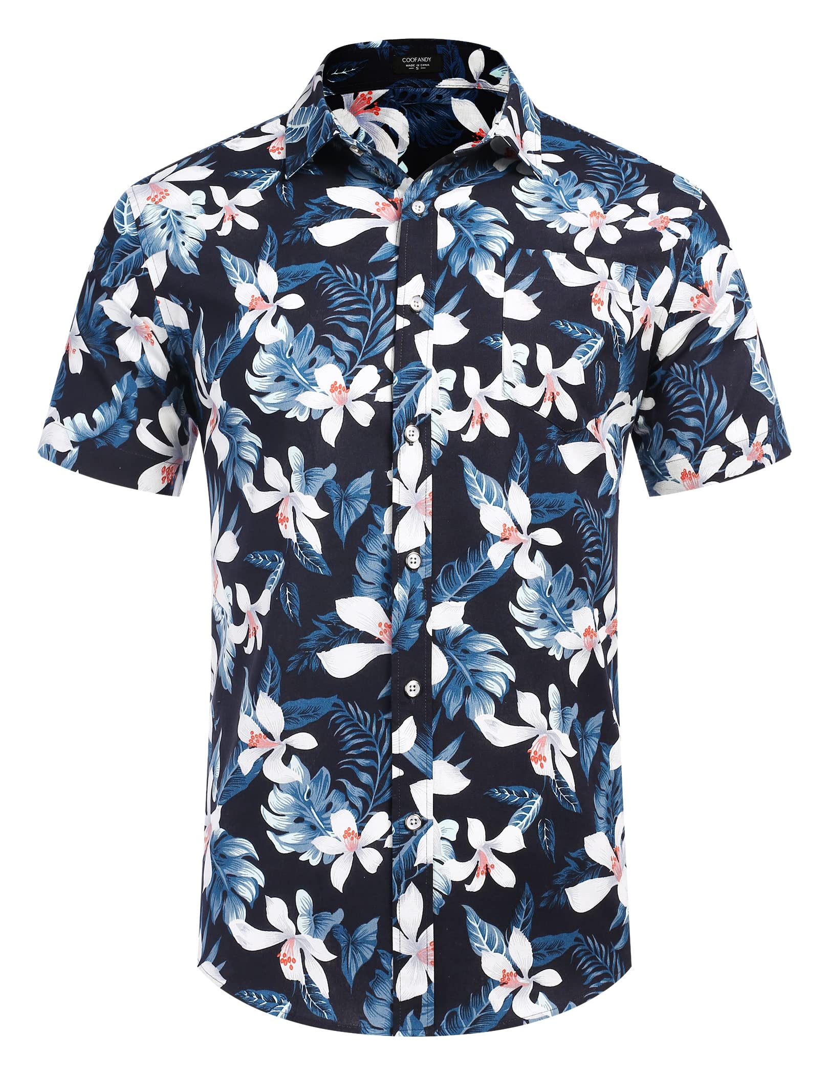 COOFANDY Mens Tropical Shirts Short Sleeve Hawaiian Print Shirts Vacation Beachwear