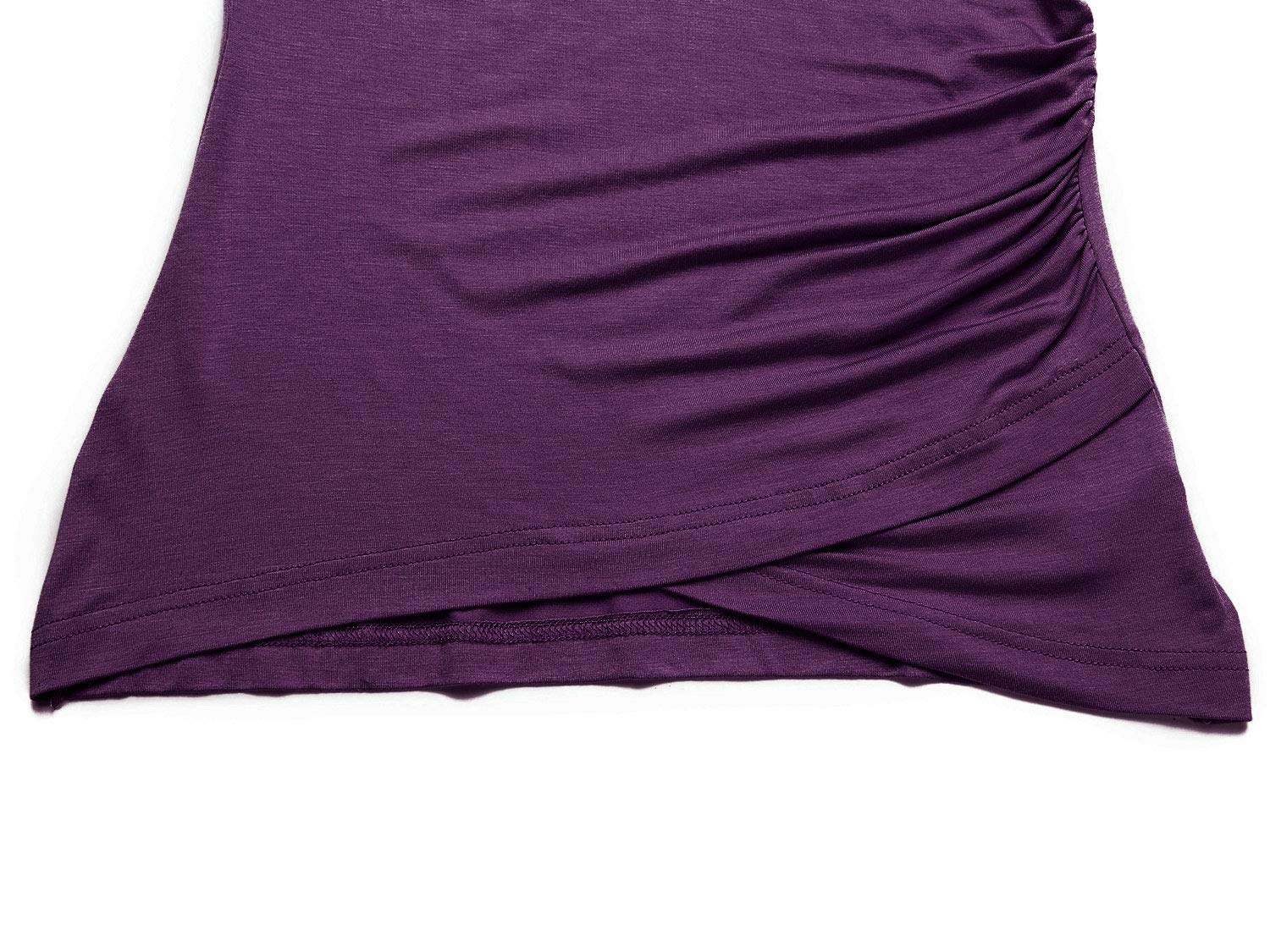Beauhuty Women's Plus Size Tops Sexy Deep V Neck Sexy Low Cut Front Surplice Wrap Short Sleeve Fitted Tees (XXL, Short-Purple)