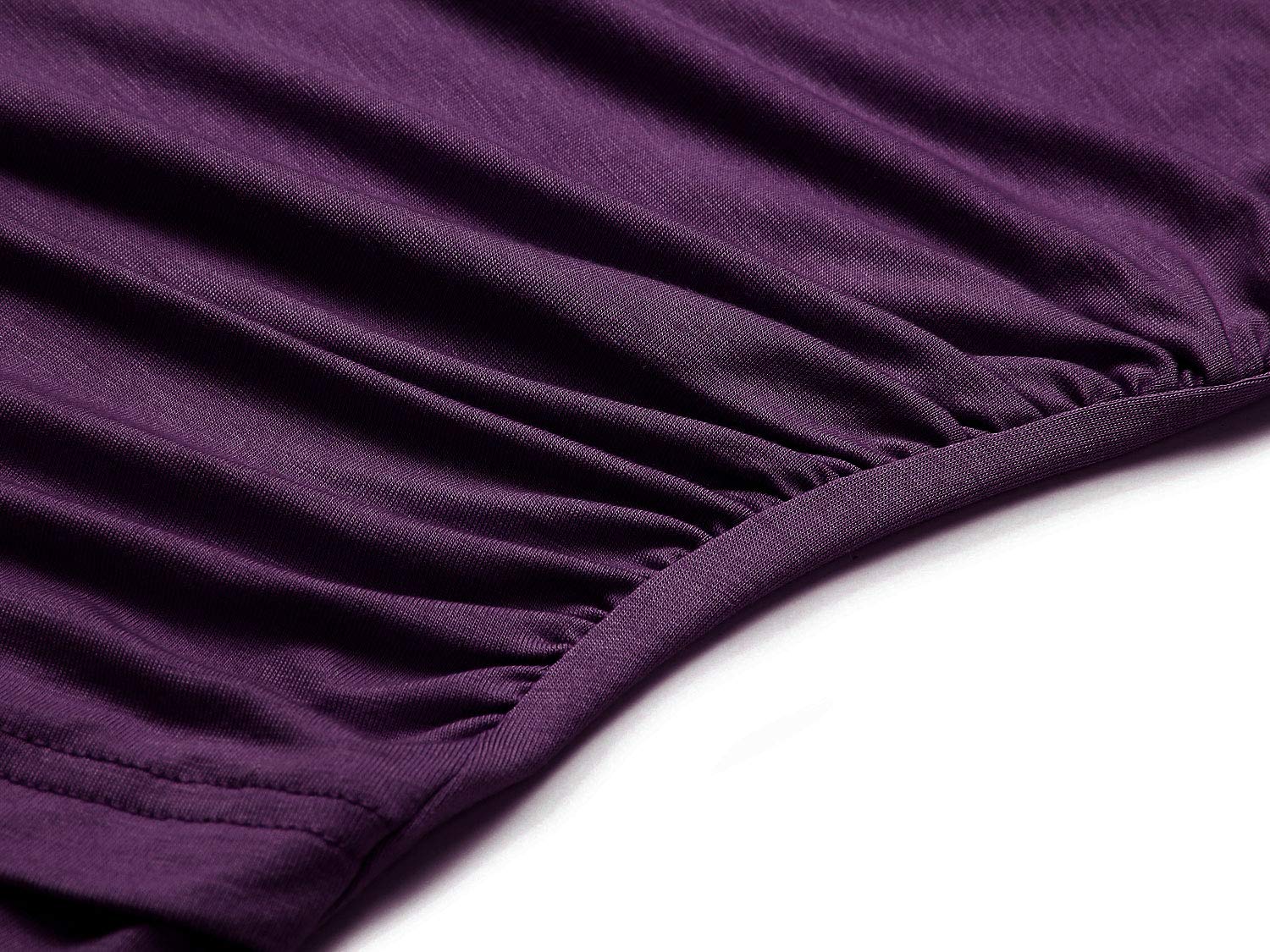 Beauhuty Women's Plus Size Tops Sexy Deep V Neck Sexy Low Cut Front Surplice Wrap Short Sleeve Fitted Tees (XXL, Short-Purple)