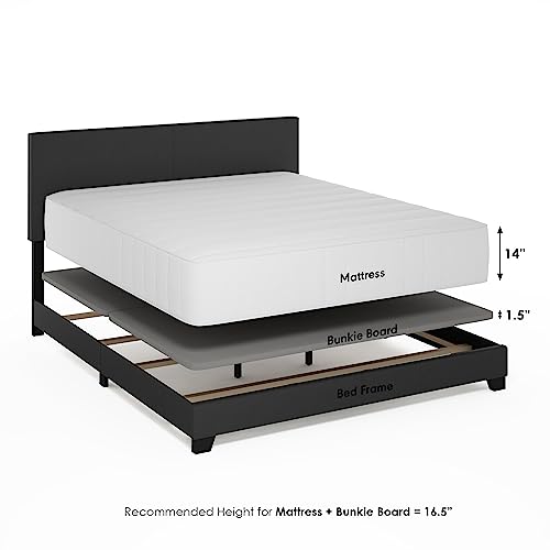 Furinno Pessac Upholstered Bed Frame, Black PU Leather, California King