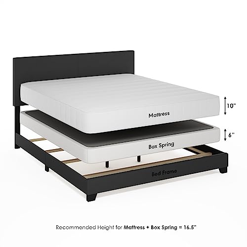 Furinno Pessac Upholstered Bed Frame, Black PU Leather, California King