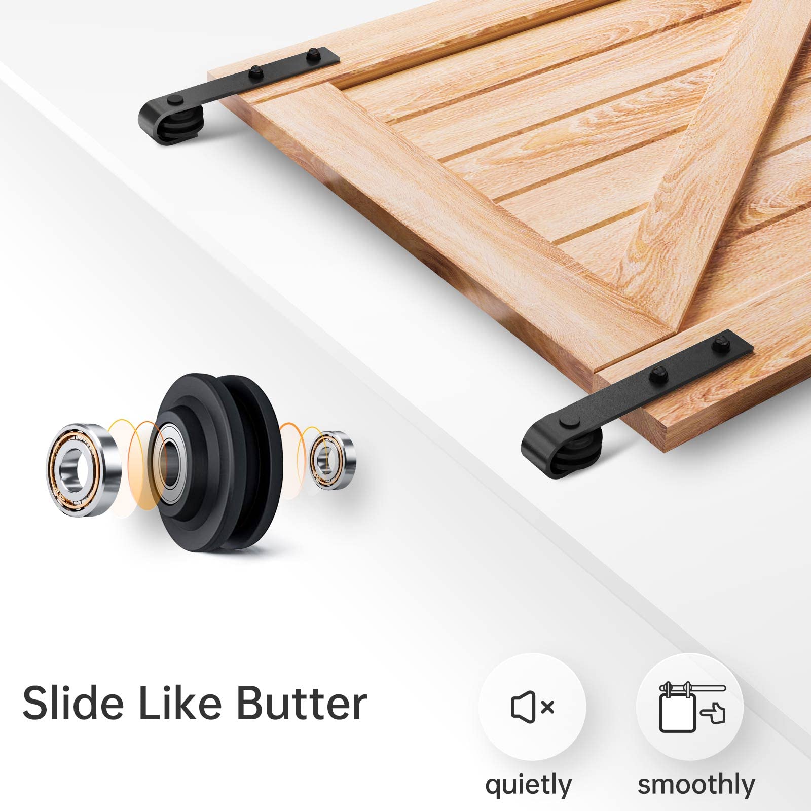 EaseLife 7.5 FT Heavy Duty Sliding Barn Door Hardware Track Kit,Basic J Pulley,Slide Smoothly Quietly,Easy Install (7.5FT Track Kit for 40"~42" Wide Single Door)