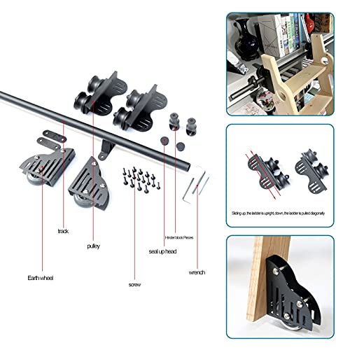 Stand Up Black Rolling Home Office Library Hardware Tensible Sliding Roller (No Ladder) Sliding Barn Door Kit (Size : 3.3ft/100cm Track Kit) (13ft/400cm Track kit) (16ft/500cm Track kit)
