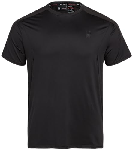 Spyder Men's Athletic T-Shirt - 2 Pack Dry Fit Short Sleeve Performance Sports Tee (S-XL), Size Large, Black/Grey