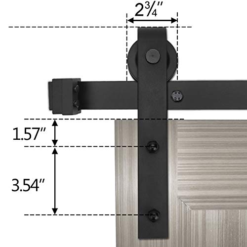 YIGOLD 12ft Sliding Barn Door Hardware Kit,Hardware for Barn Doors Antique Style,Slide Smoothly Quietly,Factory Outlet Upgraded Version Quality Carbon Steel-(J Shape Hanger,Double Door;Black)