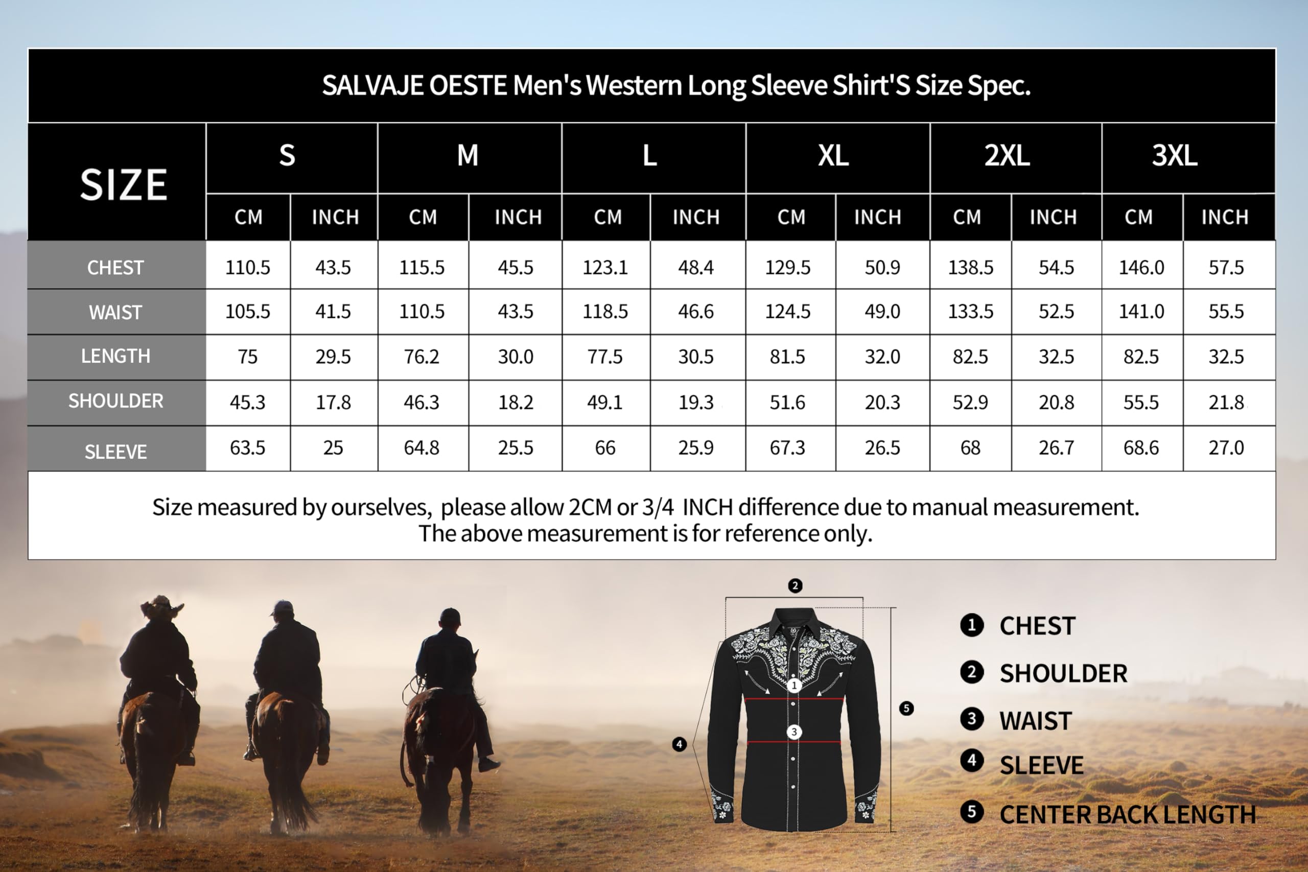 SALVAJE OESTE Western Embroidered Cowboy Shirts for Men, Casual Button Down Long Sleeve Shirt Floral Design Retro Shirt Black-Royal Blue