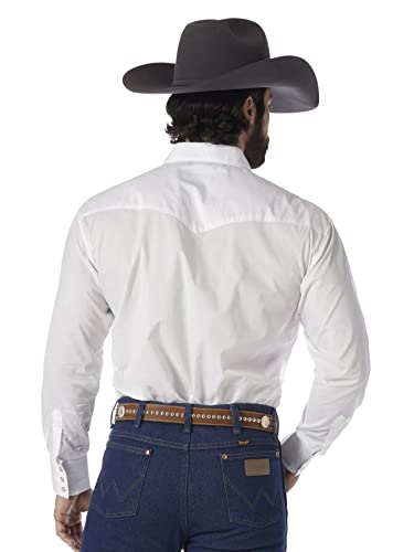 Wrangler Men's Sport Western Basic Two Pocket Long Sleeve Snap Shirt, White, Large