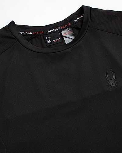 Spyder Men's Athletic T-Shirt - 2 Pack Dry Fit Short Sleeve Performance Sports Tee (S-XL), Size Large, Black/Grey