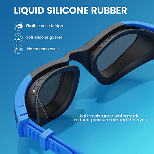 NEEZUKAR Swim Goggles,Anti Fog Swimming Goggles UV Protection No Leaking for Adults Men Women Youth (Blue)