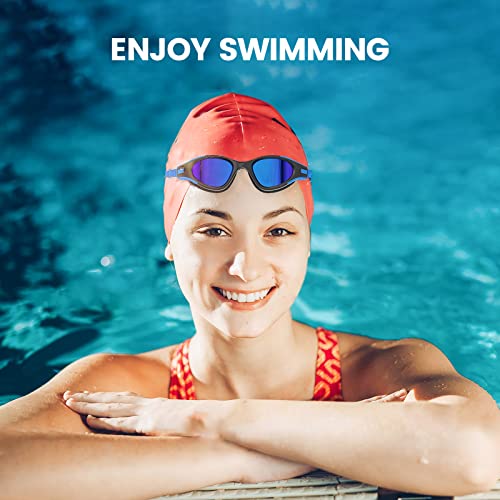 NEEZUKAR Swim Goggles,Anti Fog Swimming Goggles UV Protection No Leaking for Adults Men Women Youth (Blue)
