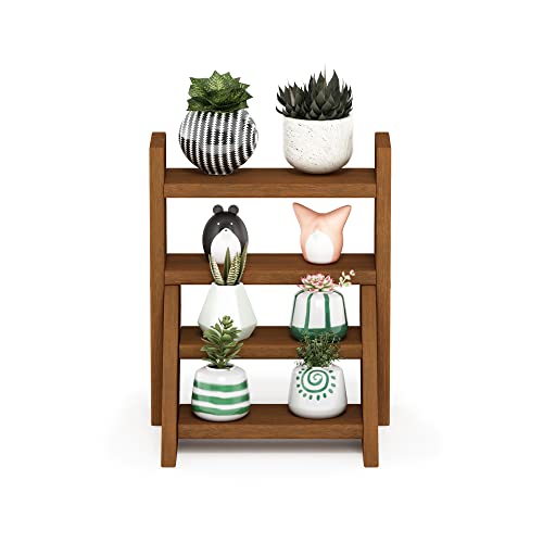 Furinno Tioman Outdoor Planter Staircase, Dark Red Meranti Hardwood