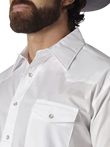 Wrangler Men's Sport Western Basic Two Pocket Long Sleeve Snap Shirt, White, Large