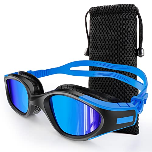 NEEZUKAR Swim Goggles,Anti Fog Swimming Goggles UV Protection No Leaking for Adults Men Women Youth (Blue)
