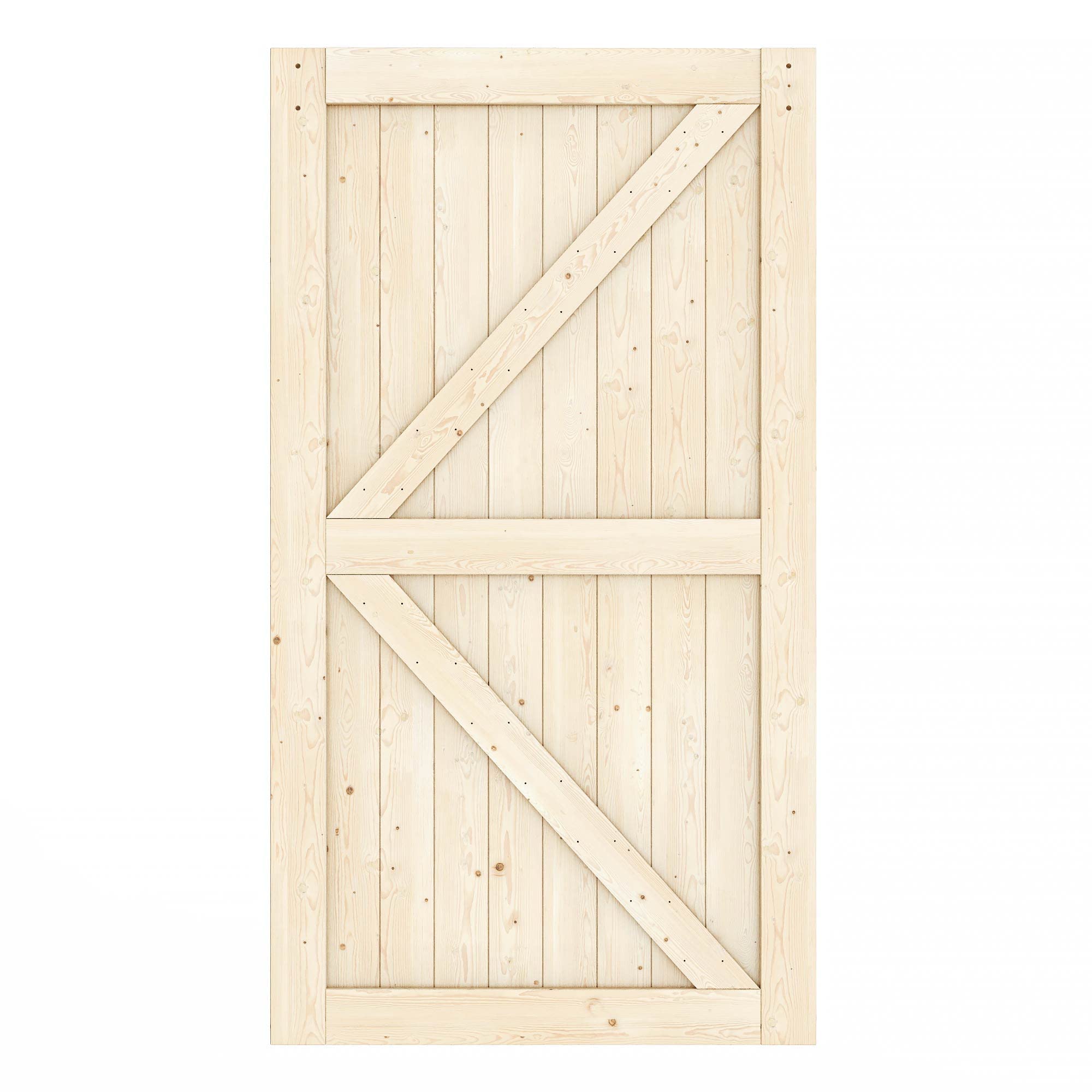 ZEKOO 46in x 84in Classic Style Sliding Barn Door Slab,Solid Spruce Wood Unfinished, Pre-drilled, Easy to Install Assemble, Interior Barn Door Wood Panel