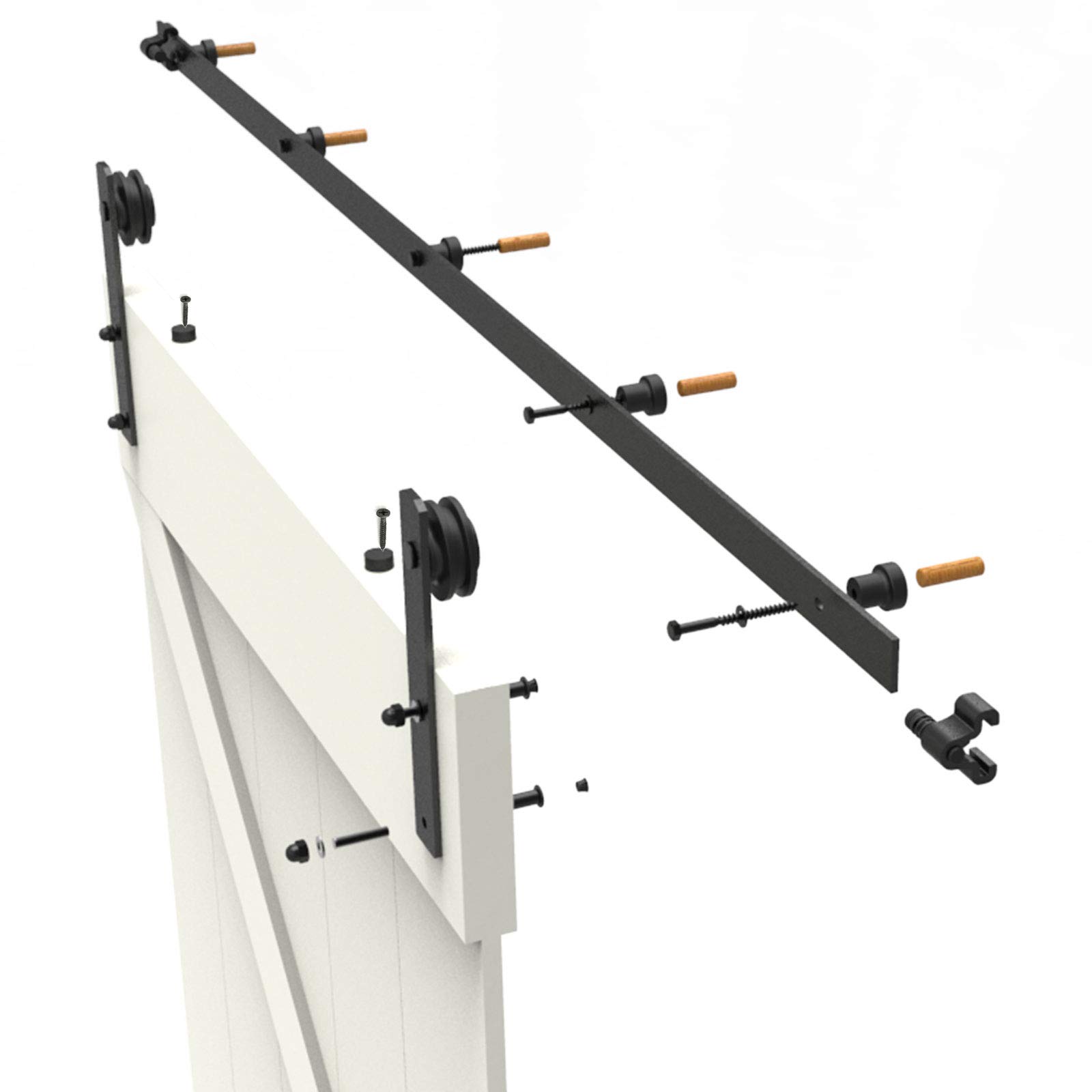 CCJH Sliding Barn Door Hardware Kit 4FT for Single Wood Door Heavy Duty Slide Smoothly and Quietly