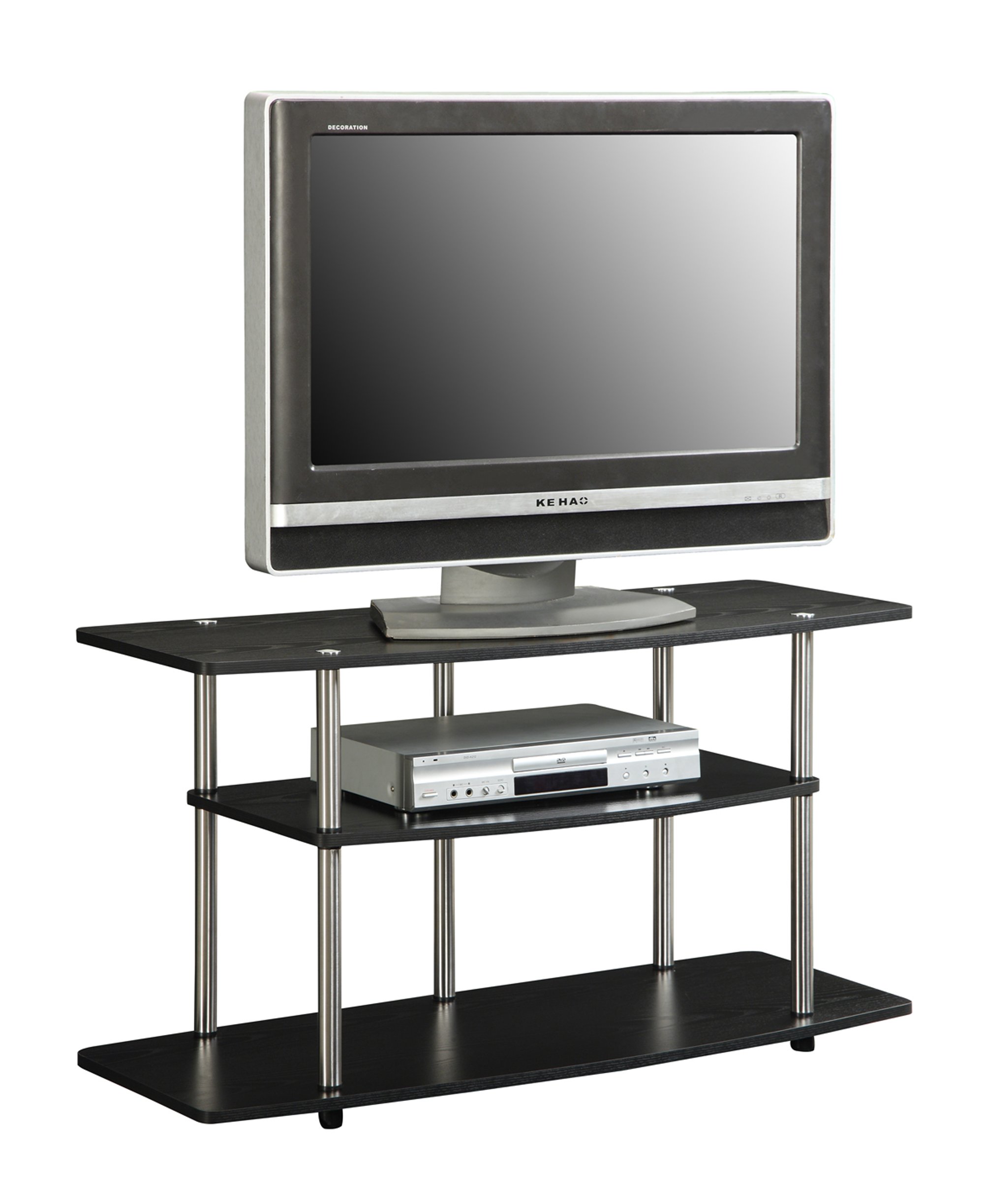 Convenience Concepts Designs2Go No Tools 46 inch 3 Tier Wide TV Stand, Black