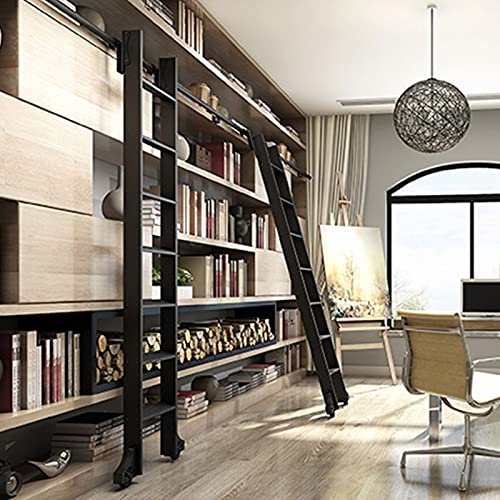 Stand Up Black Rolling Home Office Library Hardware Tensible Sliding Roller (No Ladder) Sliding Barn Door Kit (Size : 3.3ft/100cm Track Kit) (13ft/400cm Track kit) (16ft/500cm Track kit)