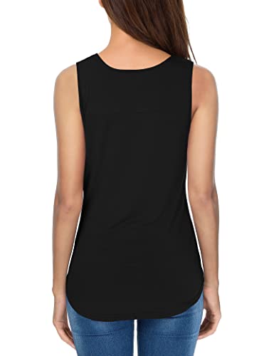 Sarin Mathews Women's Cowl Neck Ruched Sleeveless Sexy Blouse Stretch Tank Tops Black L