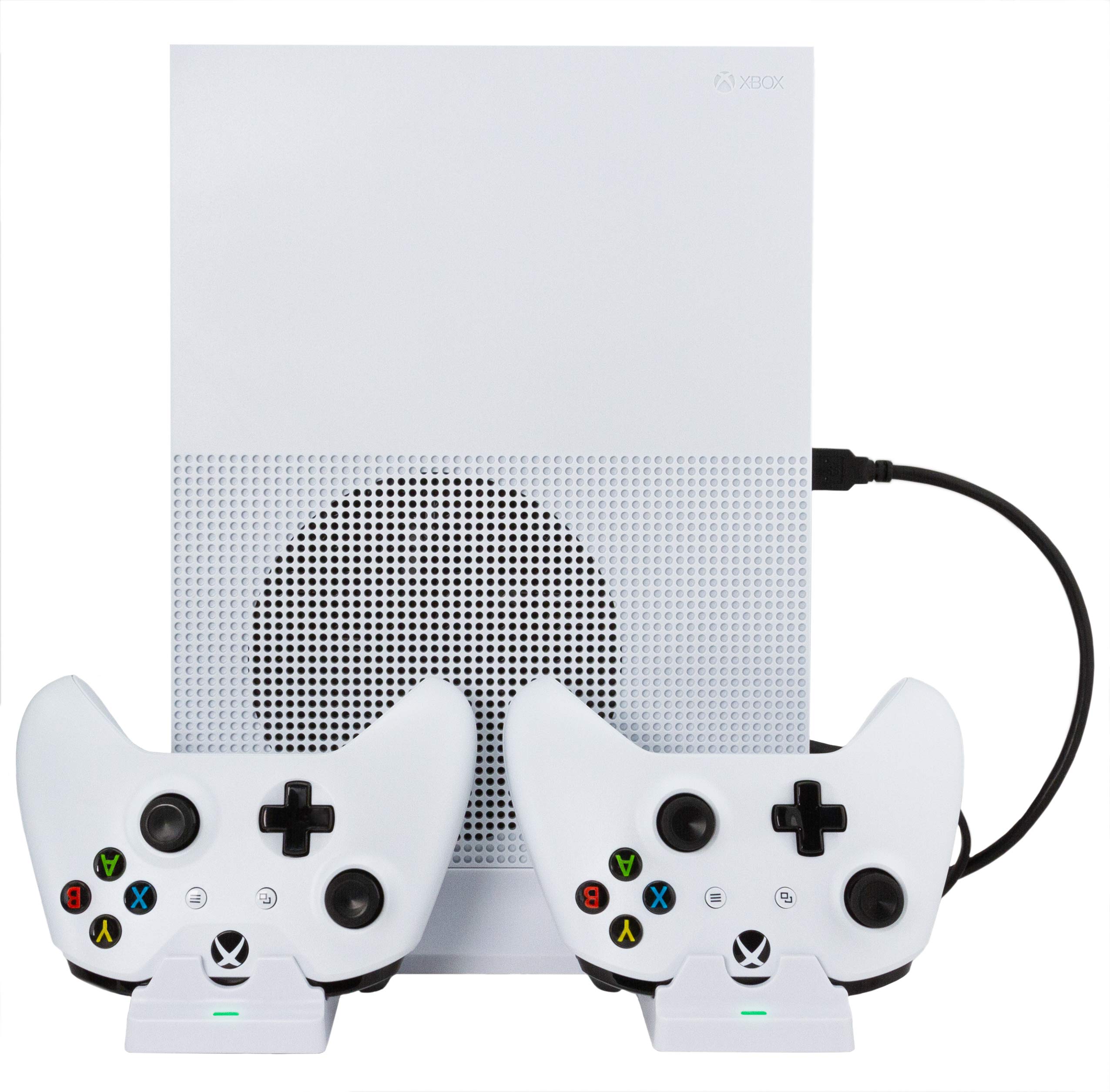 YoK Cool and Charge Vertical Cooling Stand for Xbox One Built In Cooling Fan With Dual Controller Charging Station - Compatible With Xbox One S