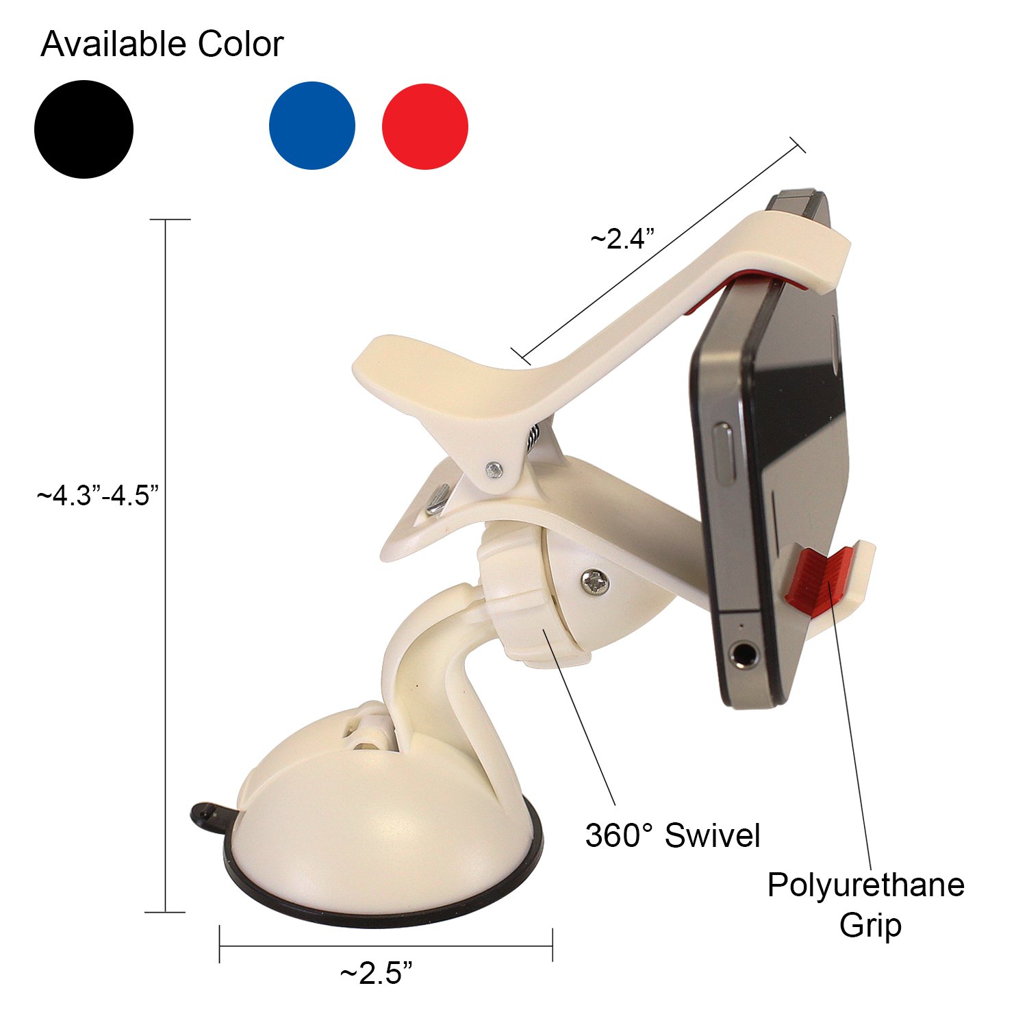 Furinno Hidup IP11-WH Easy Mount Suction Universal Car Phone Mount Holder, White