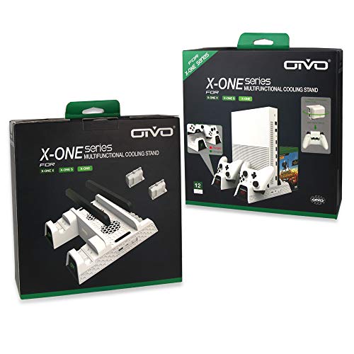 OIVO Vertical Cooling Stand Compatible with Xbox ONE X/Xbox ONE S/Regular Xbox ONE, Cooler Cooling Fan with 2PACK 600mAh Batteries, Games Storage, Dual Controller Charging Dock Station (X0011-White)