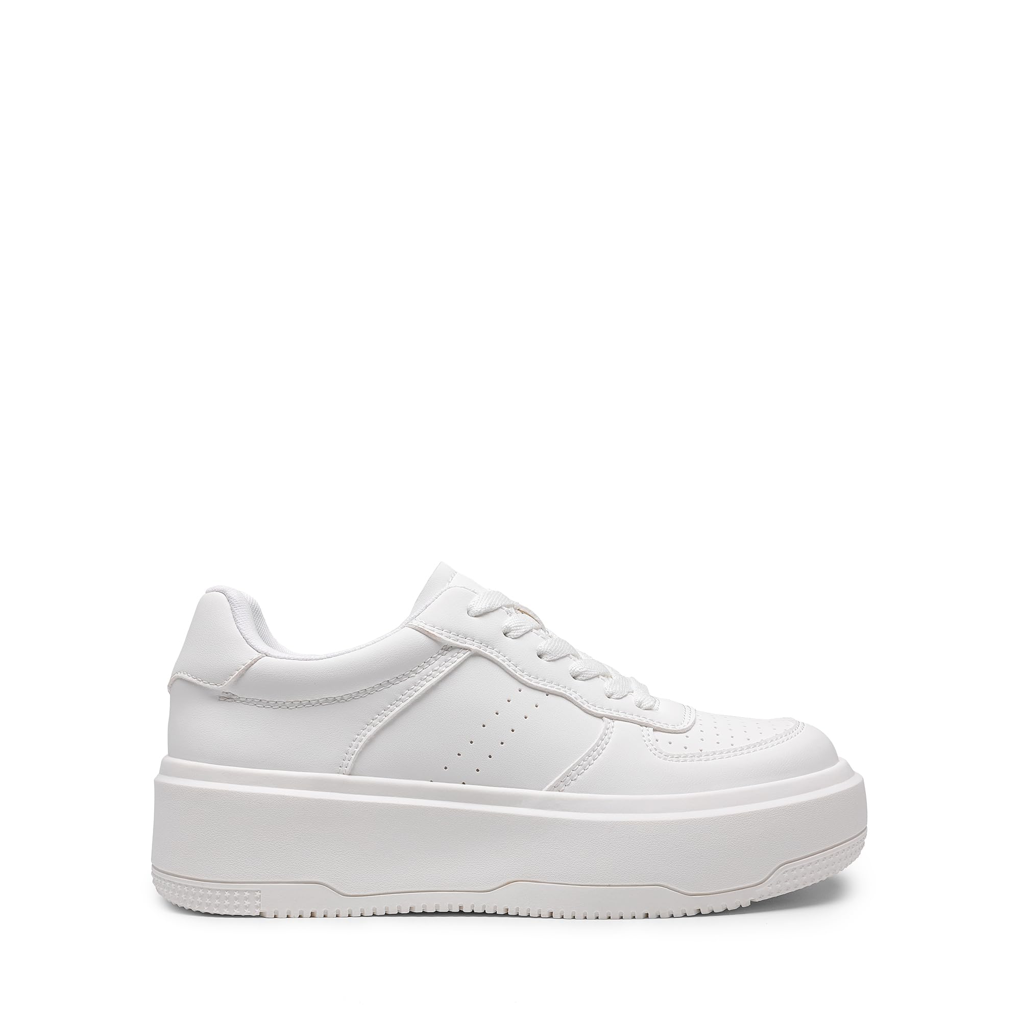 DREAM PAIRS Women Fashion Sneakers Platform Chunky Tennis Walking Lace-Up Comfortable Walking Shoes,SDFN2375W White Size 7
