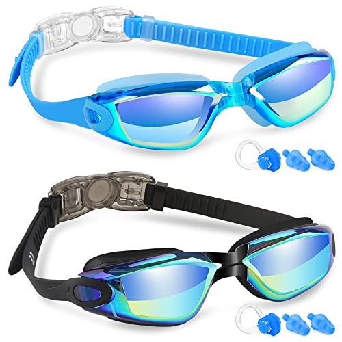 Elimoons Kids Swim Goggles for Child Teen Boys Age 6-15, Anti Fog No Leak-2PACK