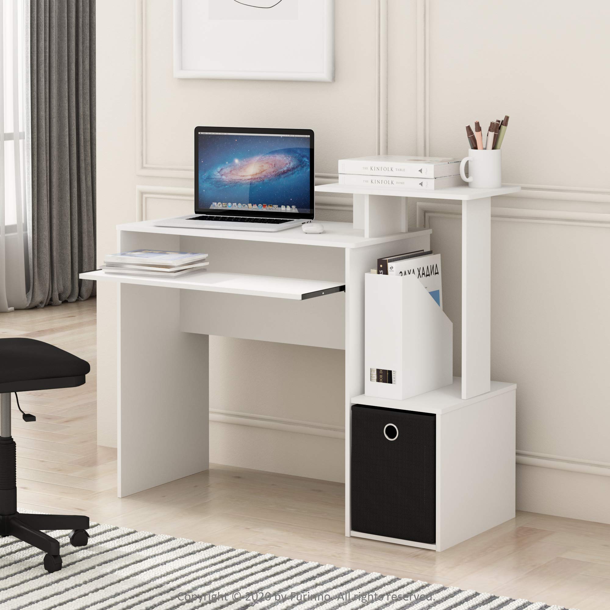 Furinno Bookcase, Computer Desk and Storage Bundle (White/Black)