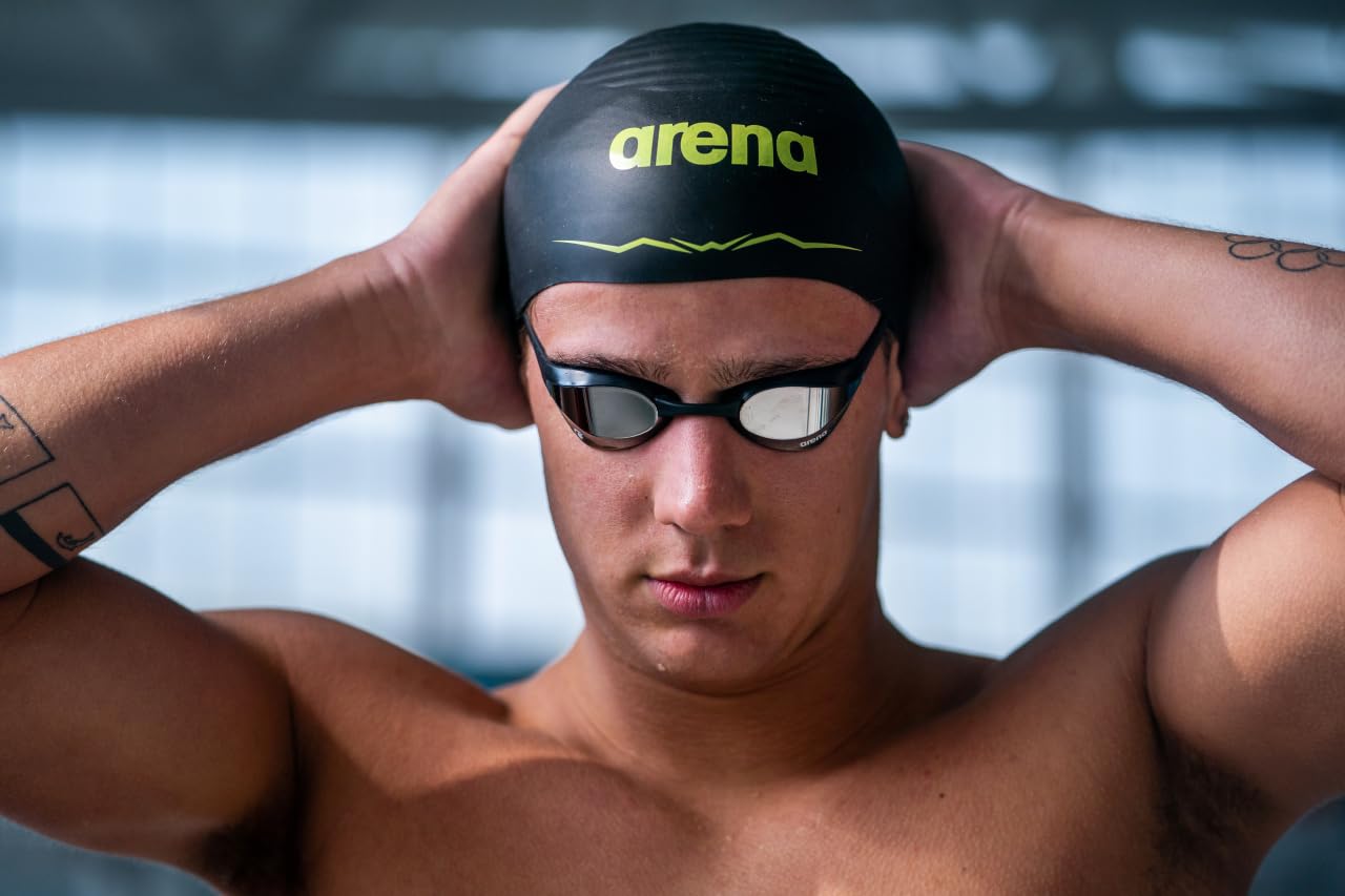 Arena Unisex Cobra Ultra Swipe Racing Swim Goggles for Men and Women Swipe Anti-Fog Technology Polycarbonate Mirror Lens, Silver/Black