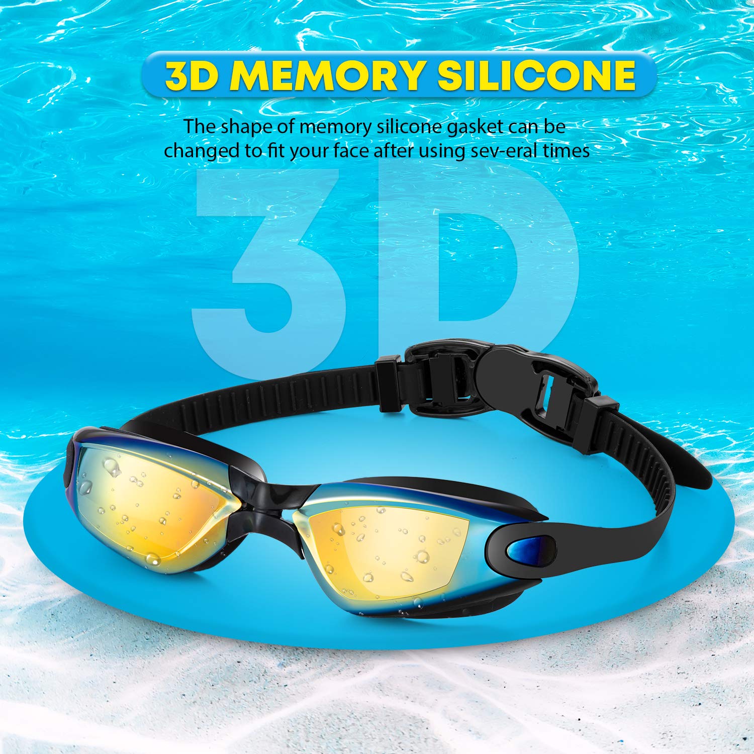 portzon Kids Swim Goggles Anti Fog Swimming Goggles Clear No Leaking for Child, Black