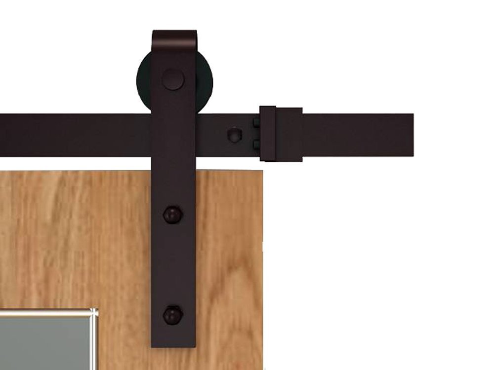 TMS 6.6 FT Country Dark Coffee Steel Sliding Barn Wood Door Hardware Antique