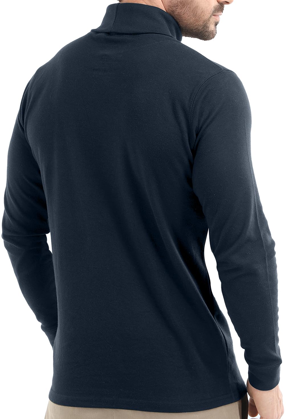 Utopia Wear Men's Turtleneck Slim Fit Lightweight Pullover Top, Large, Navy
