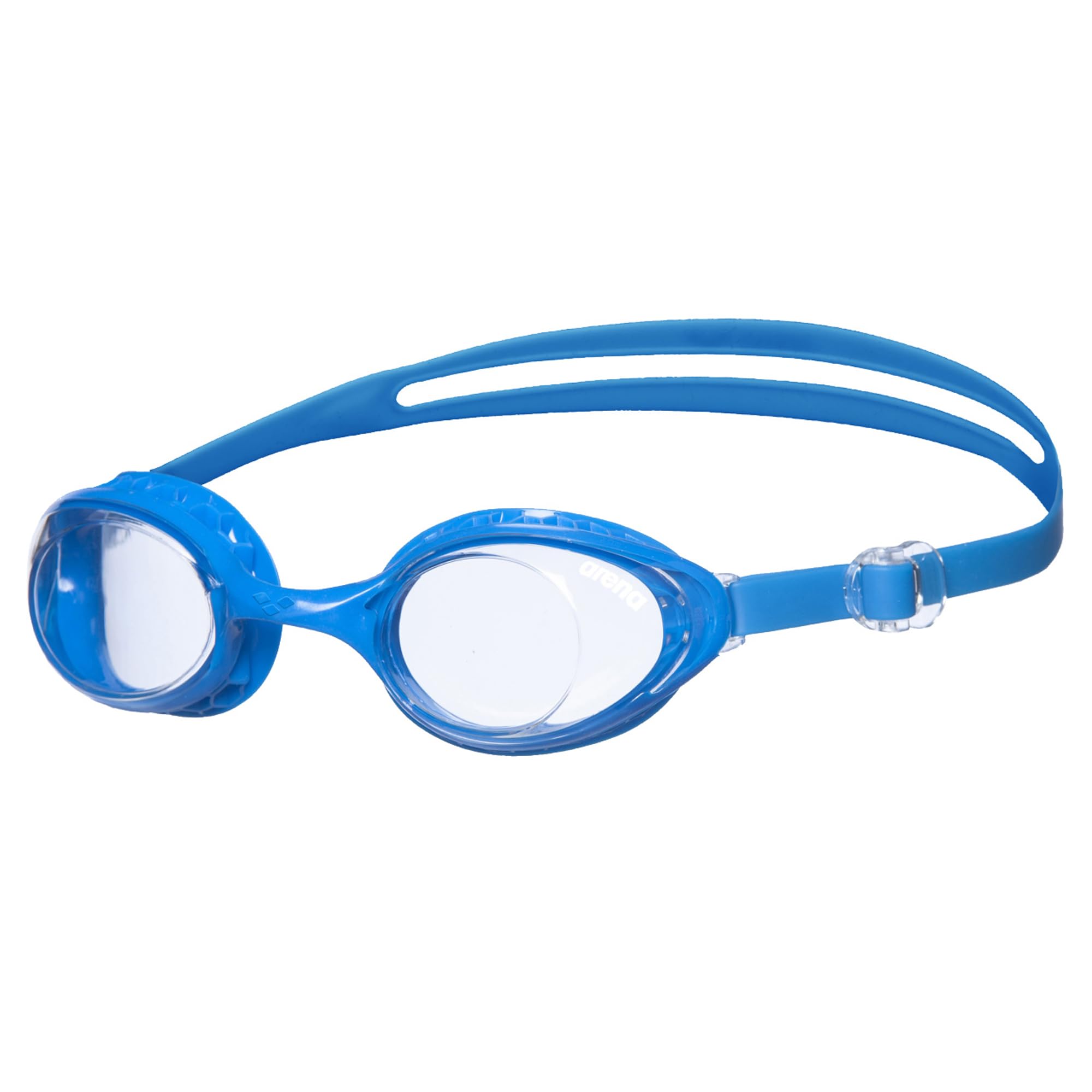 Arena Unisex Adult Air-Soft Anti-Fog Swim Goggles for Men and Women Recreational Swimming Superior Comfort Air Seals Technology, Clear/Blue